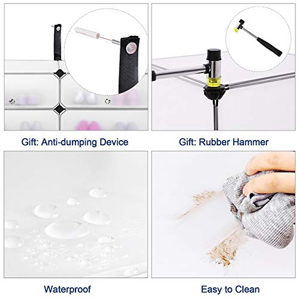 SONGMICS Cube Organizer, 9-Cube Book Shelf, DIY Plastic Closet Cabinet, Modular Bookcase, Storage Shelving for Living Room, Office, 36.6 x 12.2 x 48.4 Inches, White