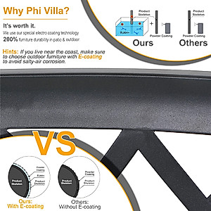 PHI VILLA Outdoor Patio Wood-Like 37" Square Dining Table and Arm Swivel Chairs Furniture Set of 5