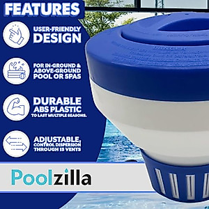 Poolzilla Deluxe Chlorine Feeder, Adjustable Collar Design for Optimal Dispersion, Can Hold Chlorine Tablets up to 3”