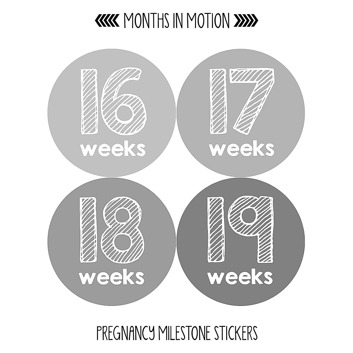 Months In Motion Pregnancy Weekly Belly Growth Stickers - Week to Week Pregnant Expecting Photo Prop - Maternity Keepsake - Baby Bump - Large Set of 36 Weekly Photo Sticker