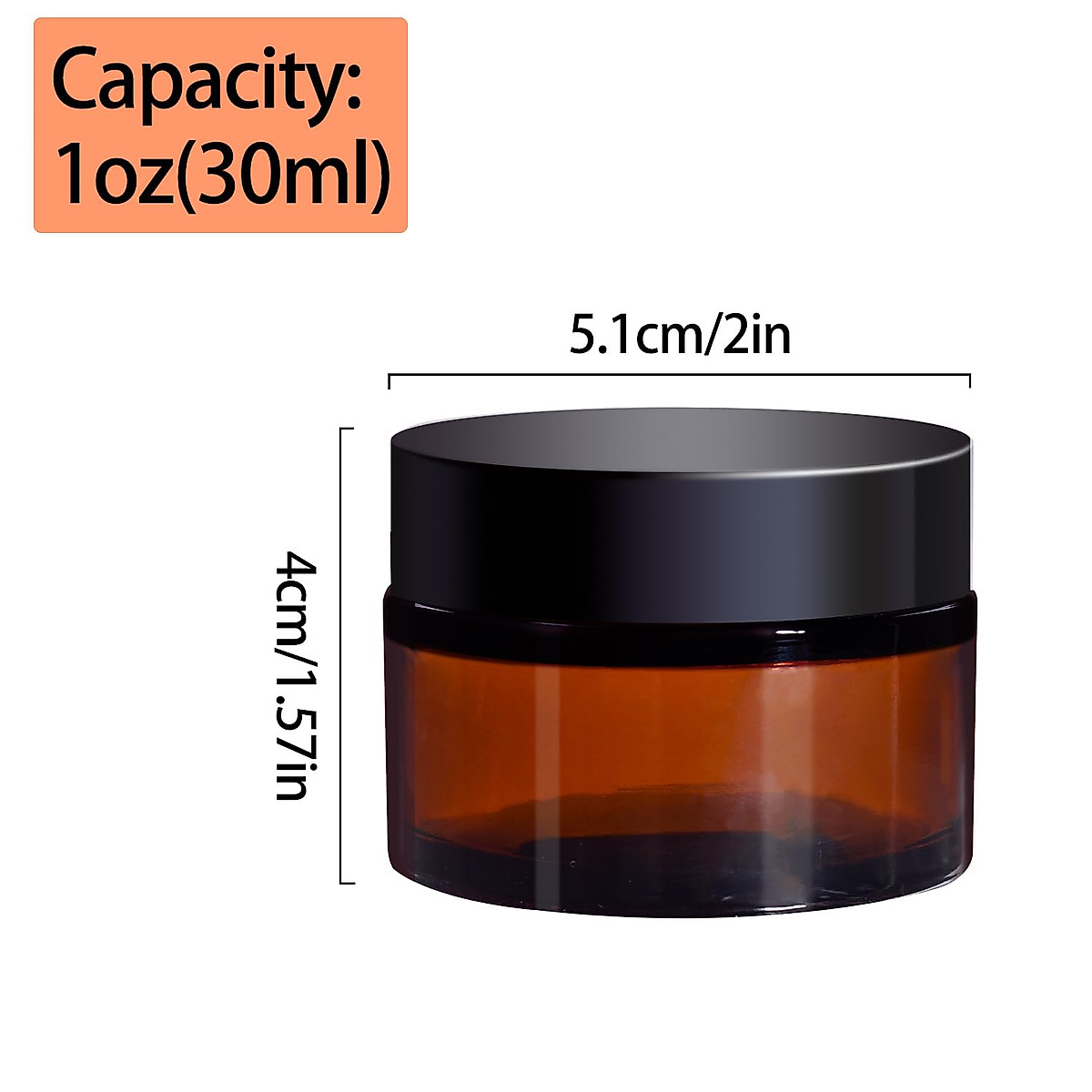 Galssmagic 1 oz Amber Glass Jars with Lids,27 Pack 1oz Small Container Jars with Inner Liners and Black Lids,Travel Jars for Cosmetics,Cream Lotion,Body Scrub, Lotion