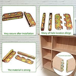 ZHUOMINGJIA 5 Inch 4 Set Bed Rail Brackets with 32Pcs Screws ,Rugged and Easy to Install Galvanized Steel Bed Rail Brackets Fasteners,Bed Frame Hardware for Wood Bed Frame Headboards Footboards (4)