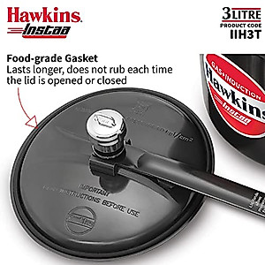 Hawkins 3 Litre Instaa Pressure Cooker, Induction Inner Lid Cooker, Tall Body Hard Anodised Cooker, Best Black Cooker, Black (IIH3T)