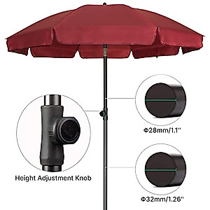 AMMSUN Patio Umbrella 6.5 ft Market Table Umbrella Tilt Steel Pole UPF50+ Protection,Great for Outdoor Garden Backyard (Maroon)