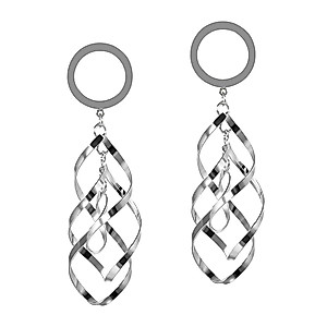 TBOSEN 2pcs Classic Double Linear Loops Design Twist Wave Dangling Ear Gauges for Women