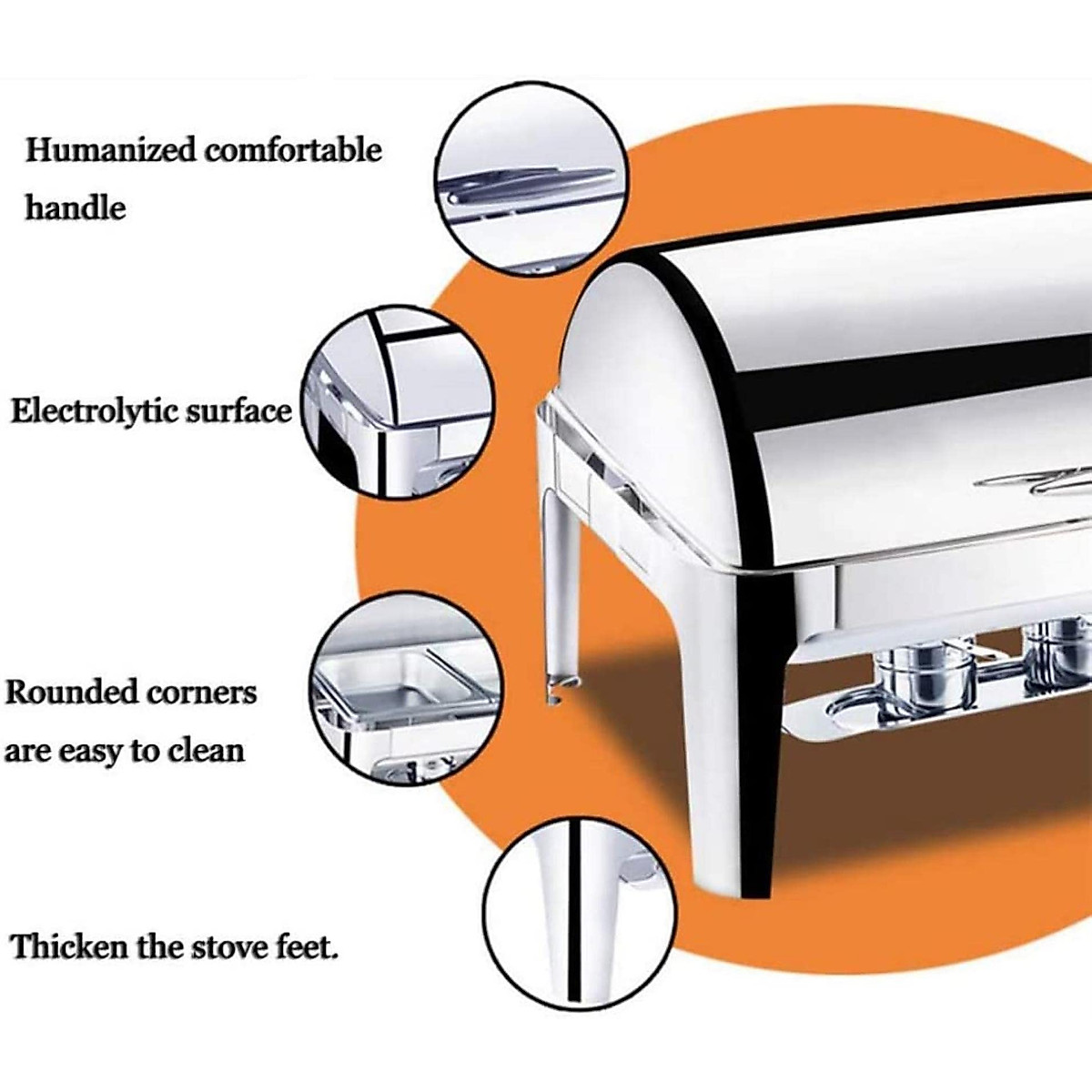 UZOURI Rectangle Chafing Dish Set, 9L Chafing Dish Set Food Warmer Buffet, Stainless Steel Chafing Dish Sets, for Buffet Catering Kitchen Party