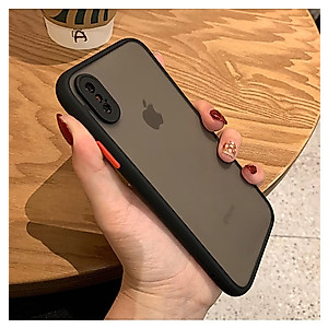 KIOMY iPhone X Case/iPhone Xs Case with 2 HD Tempered Glass Screen Protectors, Translucent Matte Protection Cover with Soft Edge, Hard PC Back and TPU Hybrid Anti Yellow slim fit shell, 5.8 inch black