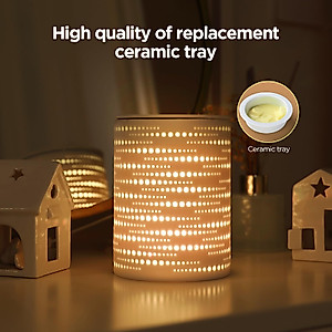 Enaroma Wax Melt Warmer Ceramic Oil Burner with Led Coloful Changing Electric Candle Wax Melter with Silicone Removeable Tray Liners for Home Office Bedroom