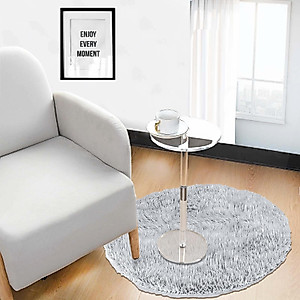 VRFRSX Acrylic Round Drink Table for Small Spaces,Minimalist End Table/Side Table for Living Room,9.8" L x 9.8" W x 21.5" H,Clear