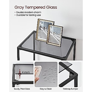 VASAGLE Bookcase, 6-Tier Bookshelf, Slim Shelving Unit for Bedroom, Bathroom, Home Office, Tempered Glass, Steel Frame, Black and Gray ULGT500G01