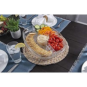 Summer at the Shore Divided Appetizer Serving Platter, Great for Picnics and Barbeques, Outdoor Hosting Party Planning Accessory, One Size, Clear (1567A6-AMZ)