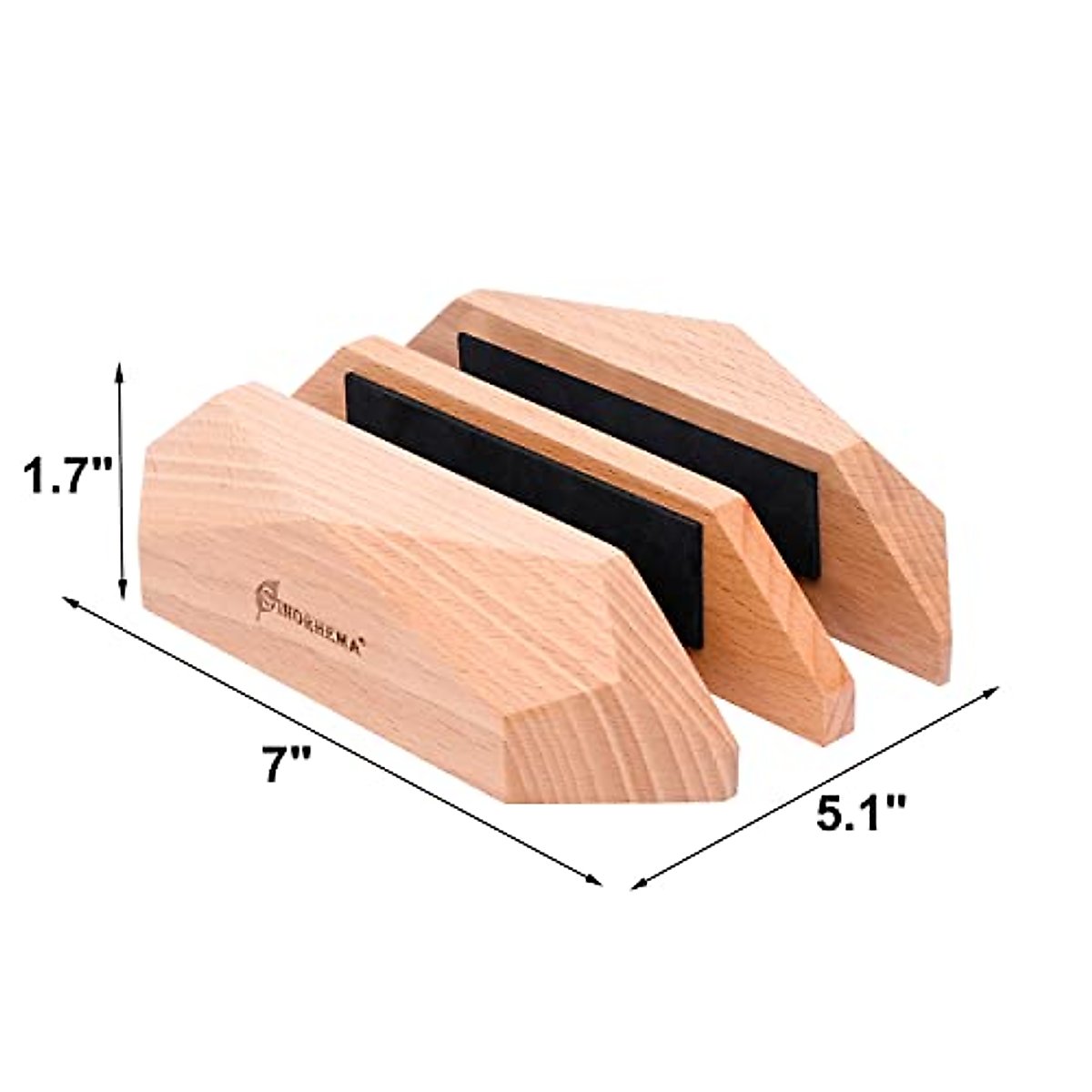 SINORHEMA Vertical Laptop Stand 2 Slots for Computer Desk Monitor Stand Double MacBook Holder and Dock Compatible with All MacBook Pro Air iPad Surfaces Beech