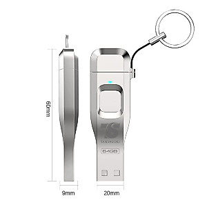 Fingerprint USB3.0 Flash Drive Encrypted 64G Memory Stick Pen Zip Drive Biometric Security Protection 2-in-1 Thumb Drive for PC Smartphone Laptop.