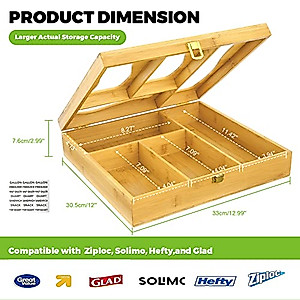 Kitchen Drawer Organizer for Ziplock Bags - Baggie Holder for Snacks & Sandwiches - Fits Gallon, Quart & Slider Bags - 4 Slots for Easy Storage & Organization