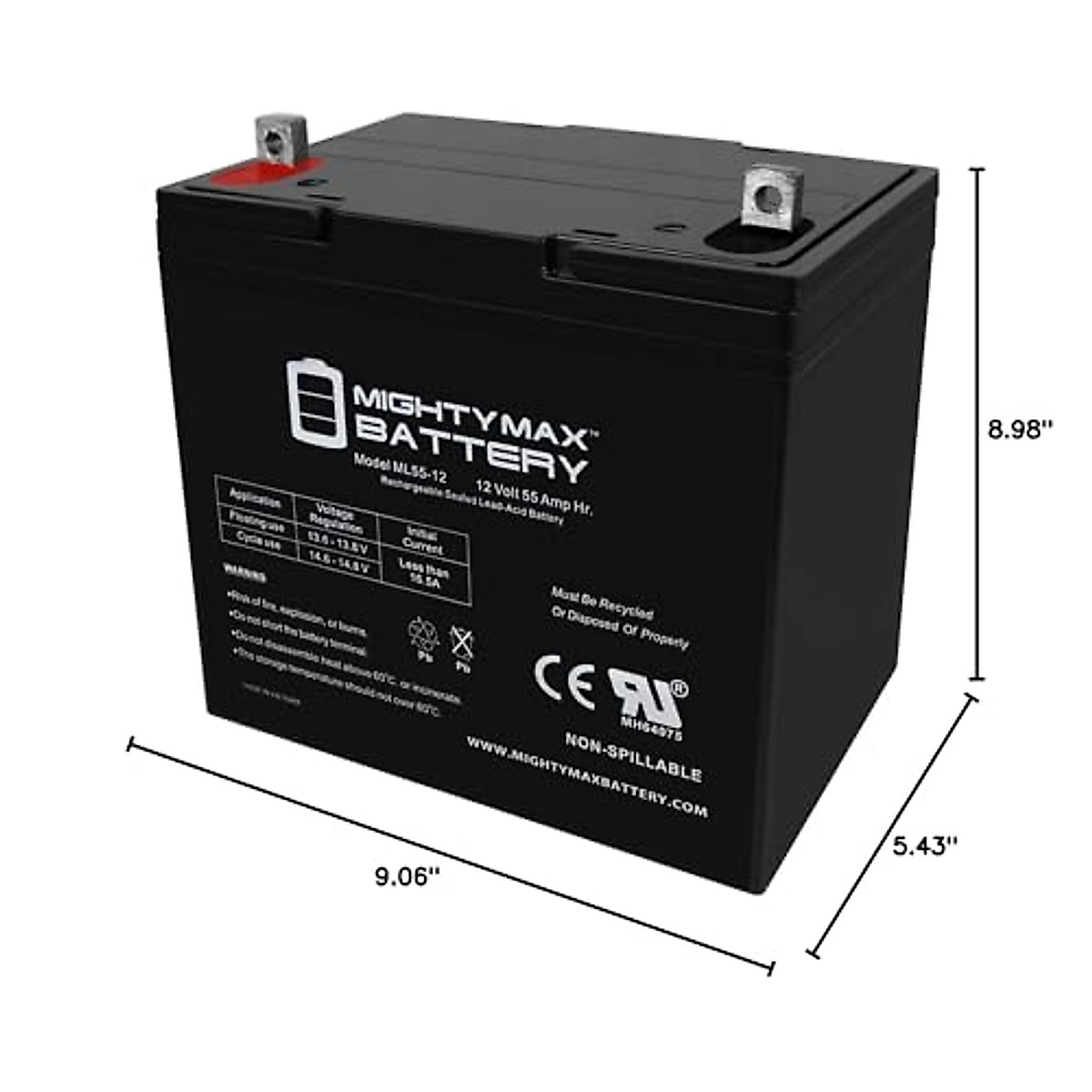 Mighty Max Battery 12V 55Ah Battery Replacement for Invacare Pronto M94, M91