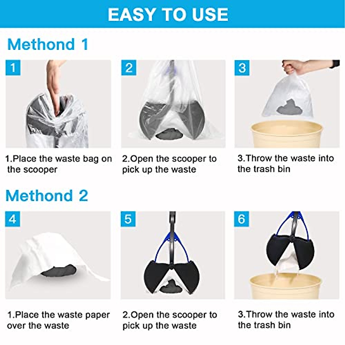 UPSKY Pooper Scooper for Large Small Dogs, Folding Dog Poop Scooper, Durable Spring and Premium Materials，Easy to Use for Grass, Dirt, Gravel Pick Up Shovel