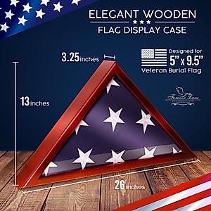 Forever Lane Flag Display Case for American Veteran Flag, Large 9.5x5 ft Memorial Flag Box -Military Flag Holder, Solid Wood w/Acrylic Front,Wall Mount or Standing Display Box