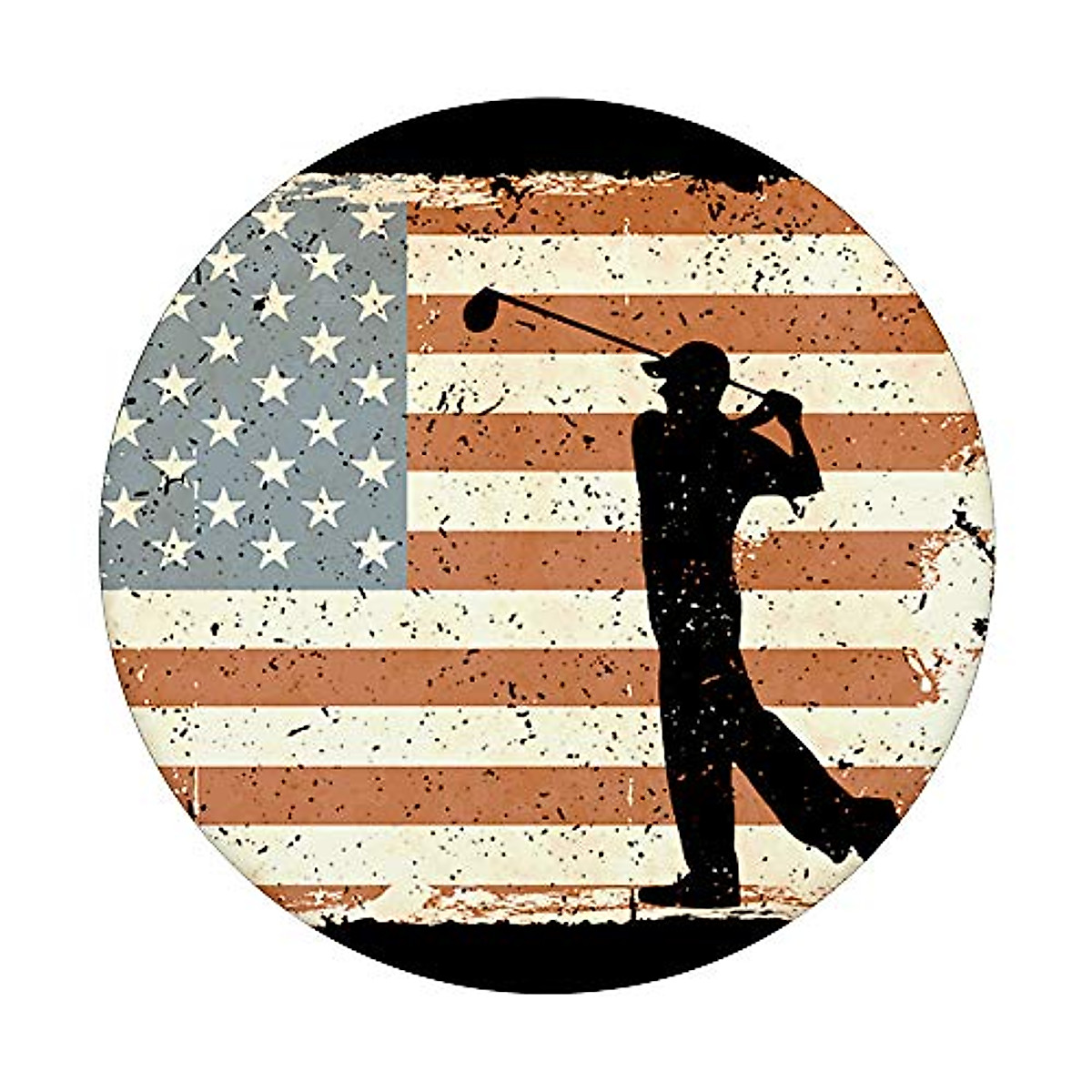 American Flag Golf Golfing Golfer for Men Retro Vintage USA PopSockets PopGrip: Swappable Grip for Phones & Tablets
