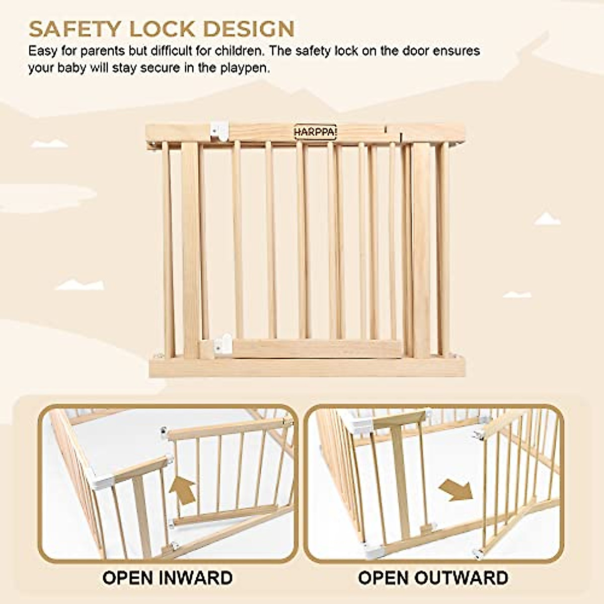 HARPPA Baby Gate Playpen Baby Fence for Babies and Toddlers Baby Play Yards for Play Area (62*47*24 inch)