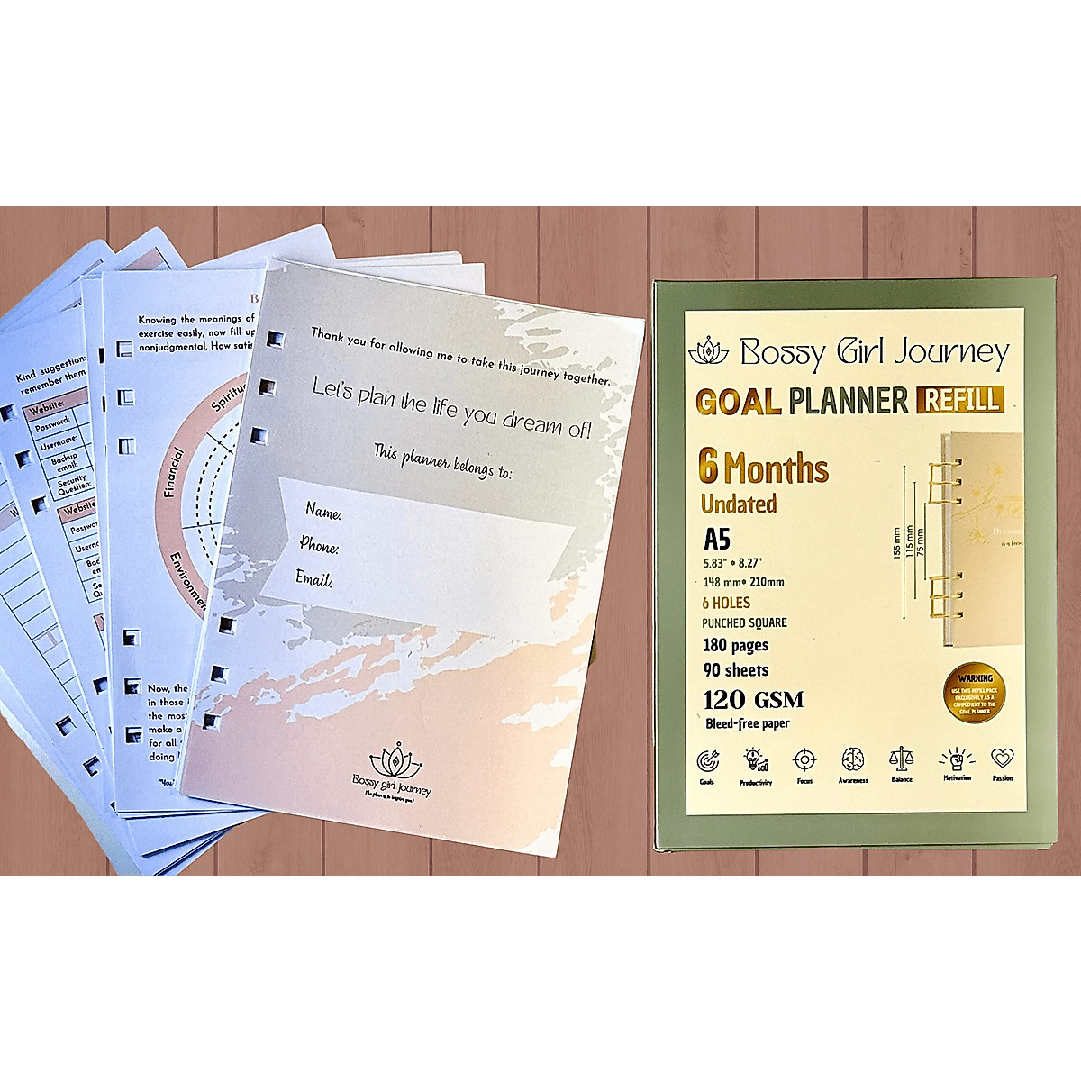 Bossy Girl Journey Goal Planner Refill Sheets