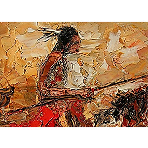 (SOLD) Chasing Buffalo - Equine horse painting by internationally renown painter Andre Dluhos