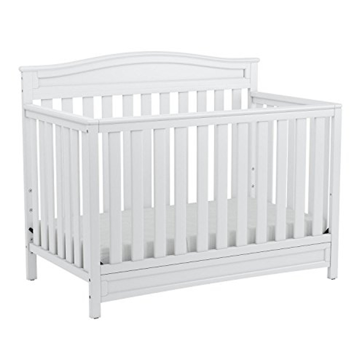 Delta Children Emery 4-in-1 Crib, White with Twinkle Stars Crib & Toddler Mattress