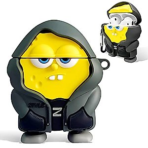 Cute Cartoon Character Airpods Case for 2nd/1st, Anti-Fall Soft Silicone Airpods 1&2nd Generation , Funny Kawaii Fashion 3D Case for AirPods 1&2nd with Keychain (Yellow)