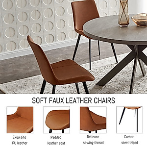 Zerifevni 47" Round Dining Table Set, Mid Century Modern Round Dining Table for 4-6 Person, Steel Legs, Leisure Coffee Table for Kitchen Dining Room, Save Space