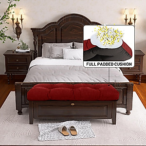 Lokex Bench Cushion,36x14 Inch Tufted Bench Cushions for Outdoor Furniture,Non-Slip Window Seat Cushions Indoor,Burgundy