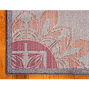 Unique Loom Outdoor Modern Collection Area Rug - Chicago (5' 1" x 8' Rectangle, Brown/ Orange)