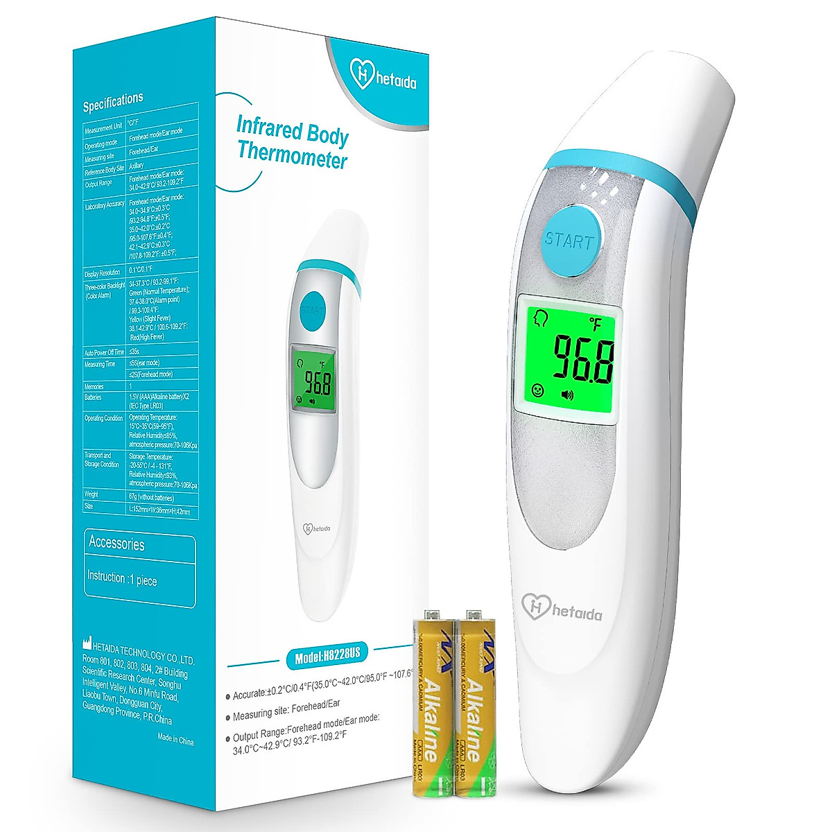Forehead Thermometer for Adults, 4 in 1 Ear Thermometer for Kids, No Touch Baby Thermometer, Digital Thermometer with Fever Alarm and Object Measurement - Fast, Reliable and Accurate (White)