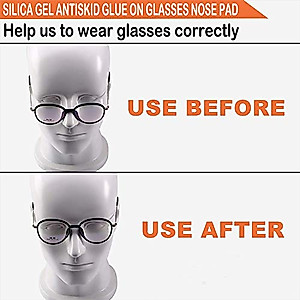 FSACLE Eyeglass Nose Pads - Soft Silicone Adhesive Glasses Nose Pad, Anti-Slip Heighten Air Chamber Nose Pads for Full Plastic Frames, 12 Pairs (Sticky Clear)