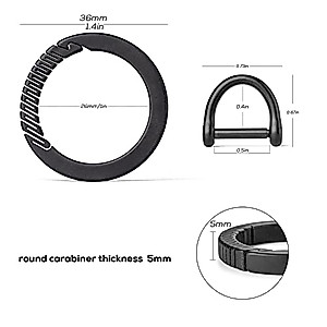 TISUR Titanium Carabiner Keychain Clip,D Key Rings for Keychains,Quick Release Keychain ,Key Chain Clip for Men Women (Black)