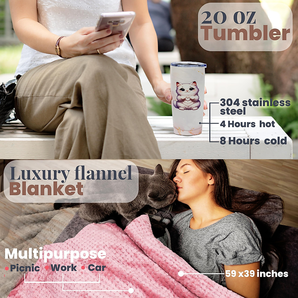 Luxury Cat Lover Gifts for Women, Cat Mom Mothers Day Gifts, Cool Crazy Cat Lady Gifts, Cat Gifts for Women Cat Lovers, Cat Themed Gifts, Cat Easter Basket Set Box, Cat Present for Birthday