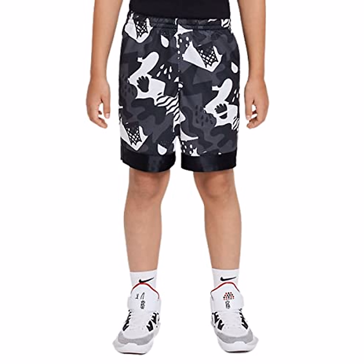 Nike Big Boys' Dri-FIT Elite Basketball Shorts (Large, Black/Black/White)