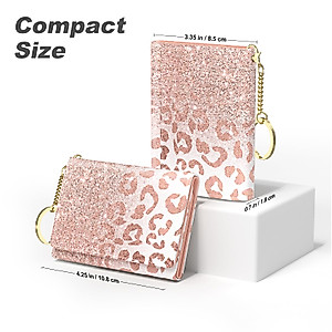 Nipichsha Womens Wallet, Small Credit Card Wallet for Women, Slim RFID Card Holder Wallet with 7 Card Slots & ID Window (Pink Gilt)