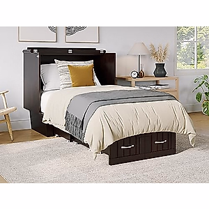 AFI, Sydney Twin Wood Murphy Bed Chest with Storage and Charging Station, Espresso