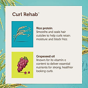 Curl Rehab Length Retention/Strength Treatment 2 in 1 Shampoo Conditioner (3 Pack), Enriched with Rice Water & Grapeseed, For Hair Growth, Protection & Frizz Control, 16 Oz