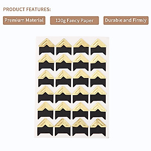GOONAVI 15 Sheets 360 Pcs Photo Corners Mounting Self Adhesive for DIY Photo Album Journal Gold On Black
