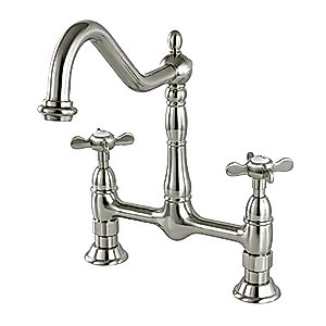 Kingston Brass KS1178BEX 8" Centerset Kitchen Faucet Less Sprayer, Brushed Nickel, 8-3/4" In Spout Reach