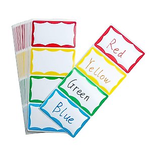 WIWAPLEX Plain Name Tag Sticker,Colorful Border Name Tag Labels, Self-Adhesive Name Badge Labels Stick on Kids Clothes, Desk, Box, Office School Home 3.75 x 2.25Inch (240pcs)