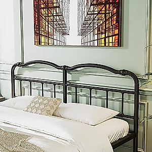 Cleaniago Queen Bed Frame with Headboard and Footboard, Vintage Style, Steel Slats, 14 Inch High and 3500 Pounds Weight Capacity, No Box Spring Needed Platform, Easy Assembly—Black