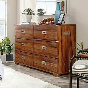 Sauder Vista Key Dresser, L: 59.06" x W: 15.67" x H: 33.31", Blaze Acacia Finish