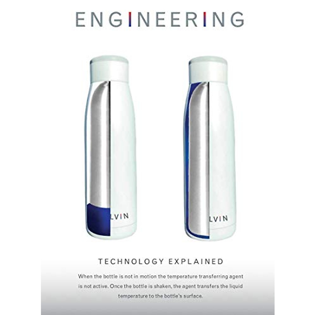 Kälvin Insulated Water Bottle, Charcoal Grey, 14.2 oz (420ml) - Shake to Activate Hand Warmer & Ice Pack, BPA Free, Hot Water Bottle