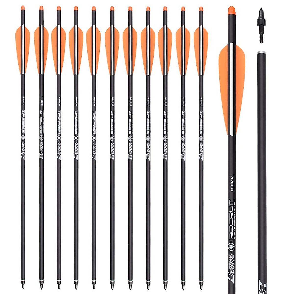 20Inch Carbon Crossbow Bolts Hunting Archery Arrows with 4" Vanes Moon Nocks Target Tip (Pack of 12)