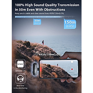 SYNCO Wireless Lavalier Microphone for iPhone, P1L 2.4GHz Lapel Mic with Charging Case for iPhone Smartphone YouTube TIK Tok Live Streaming Vlog, Wireless-Lavalier-Microphone-iPhone