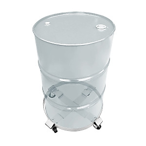 PENTAGON TOOLS 30-Gallon Drum and Garbage Can Dolly – Heavy-Duty Metal Dolly with Cross Braces and Caster Wheels – 1,000-Pound Capacity (Silver)