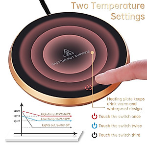 Coffee Warmer for Desk Auto Shut Off,Smart Coffee Cup Warmer with 2 Temperature Setting,Electric Mug Warmer Plate for Coffee,Milk,Tea,Cocoa (Gold)