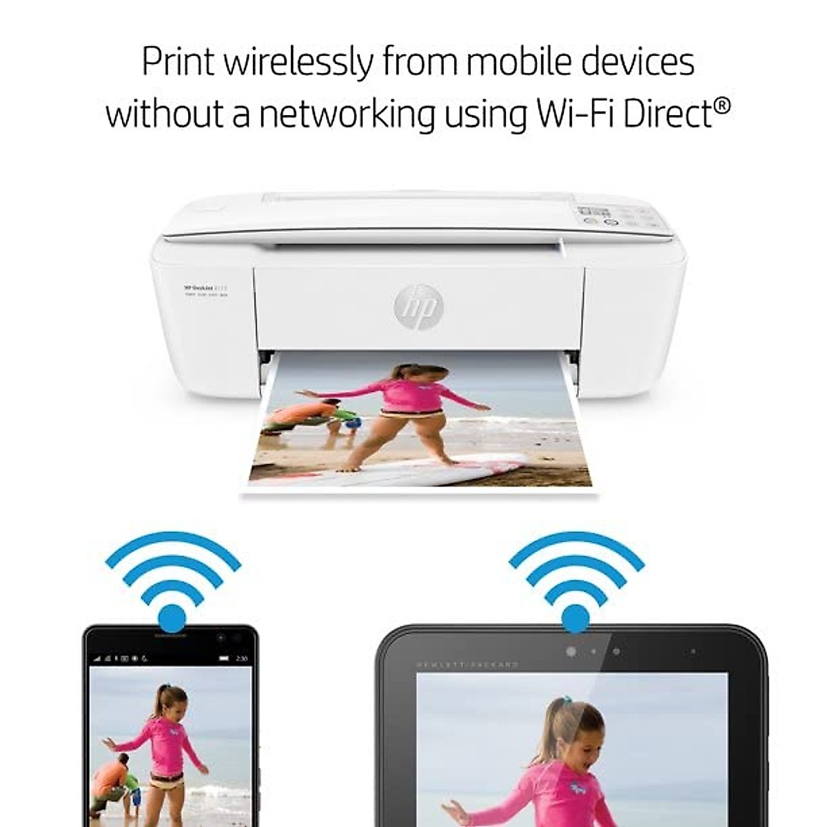NEEGO HP DeskJet Wireless Color Inkjet Printer All-in-One with LCD Display - Print Scan Copy and Mobile Printing Ultra Compact 6 ft Printer Cable