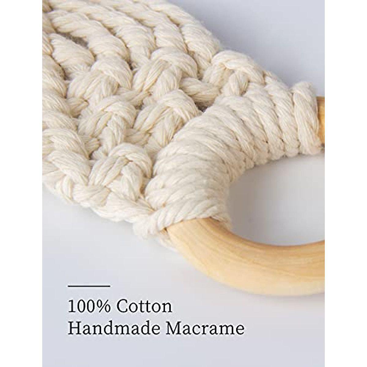 Mazjoaru Macrame Wall Hanging Shelves, Boho Handmade White Shelf Cotton Rope Sturdy Wooden Mounted Cute Decor Display Storage for Plant Bathroom Bedroom Living Room Office-2 Tier